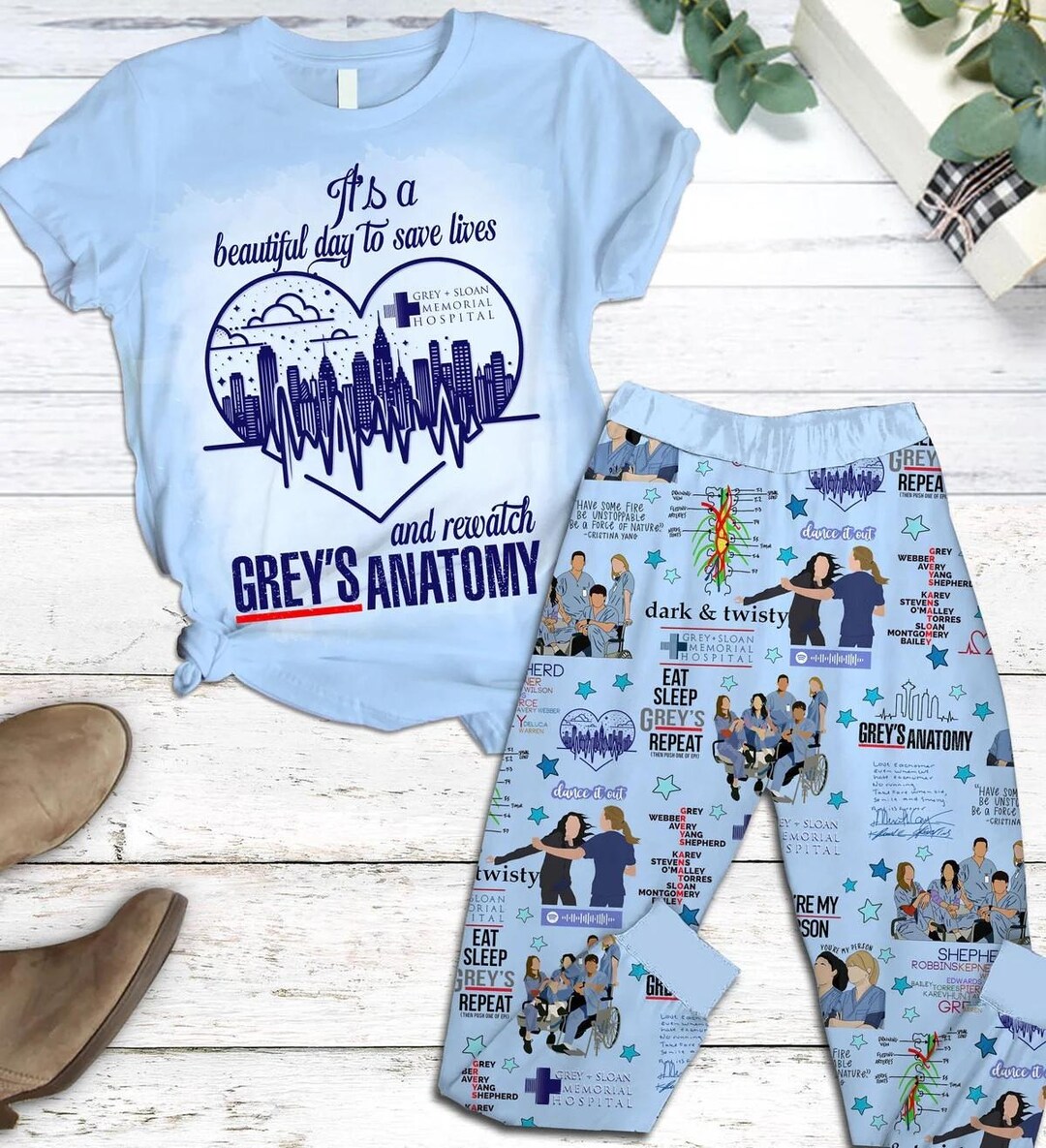 Grey Anatomy Pajamas Set, Grey Sloan Xmas Pajamas, Doctor Grey Pajamas ...