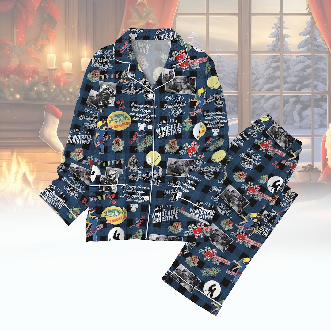Its A Wonderful Life Movie Pajamas, Lasso the Moon Xmas Pajamas, Christmas Movie Holiday Pajamas ...