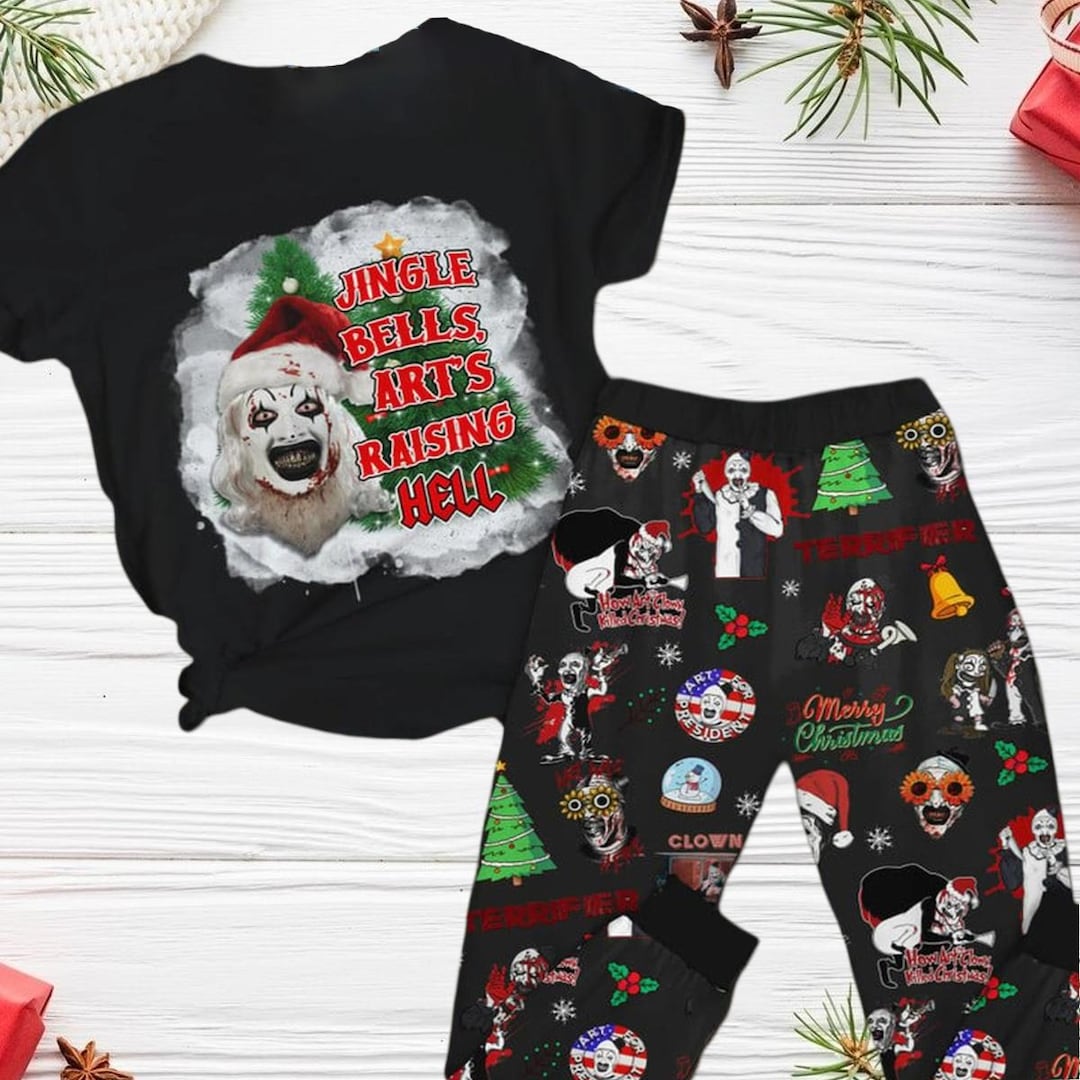 Terrifier 3 Pajamas Set, Terrifier Movie Xmas Pajamas, the Art Clown ...