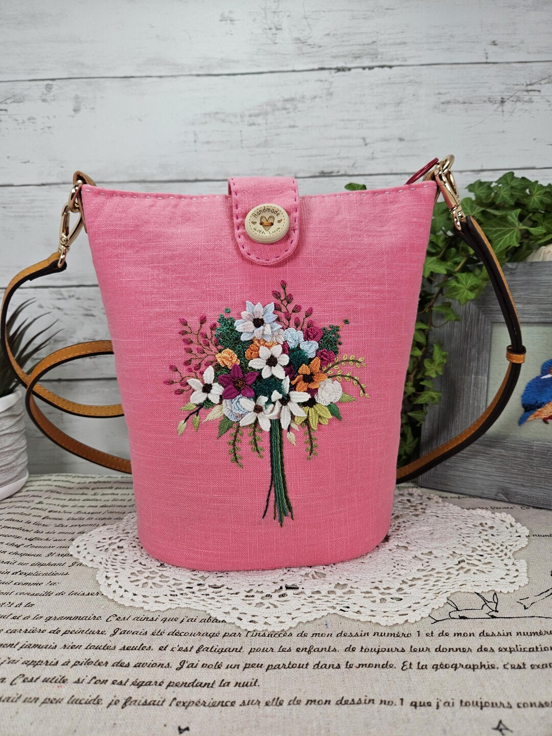 Hand Embroidered Bag,flower Embroidery Bag,shoulder Bag,bucket Bag ...