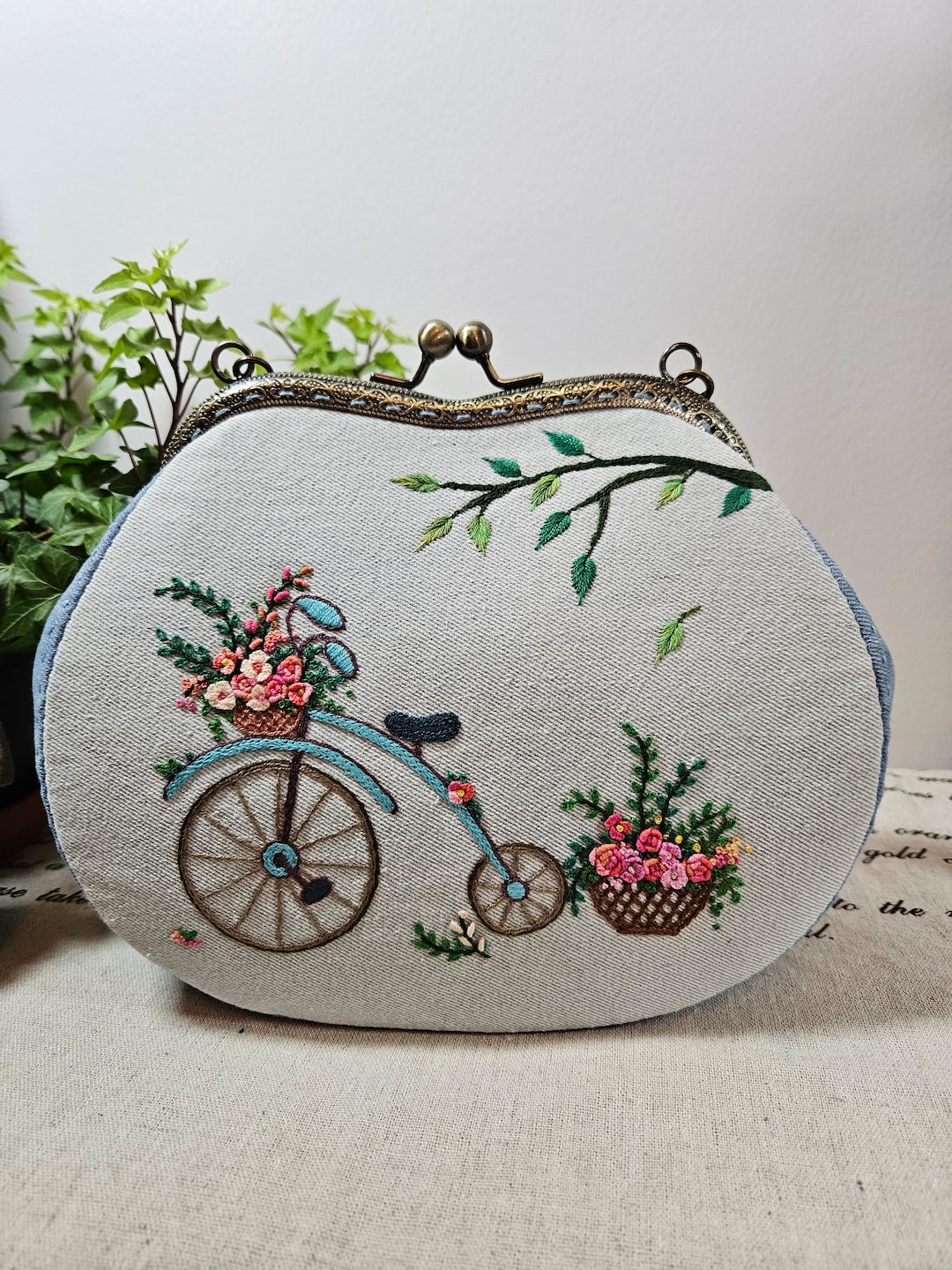 Hand Embroidered Bag,flower Embroidery Bag,shoulder Bag,flower Bouquet ...