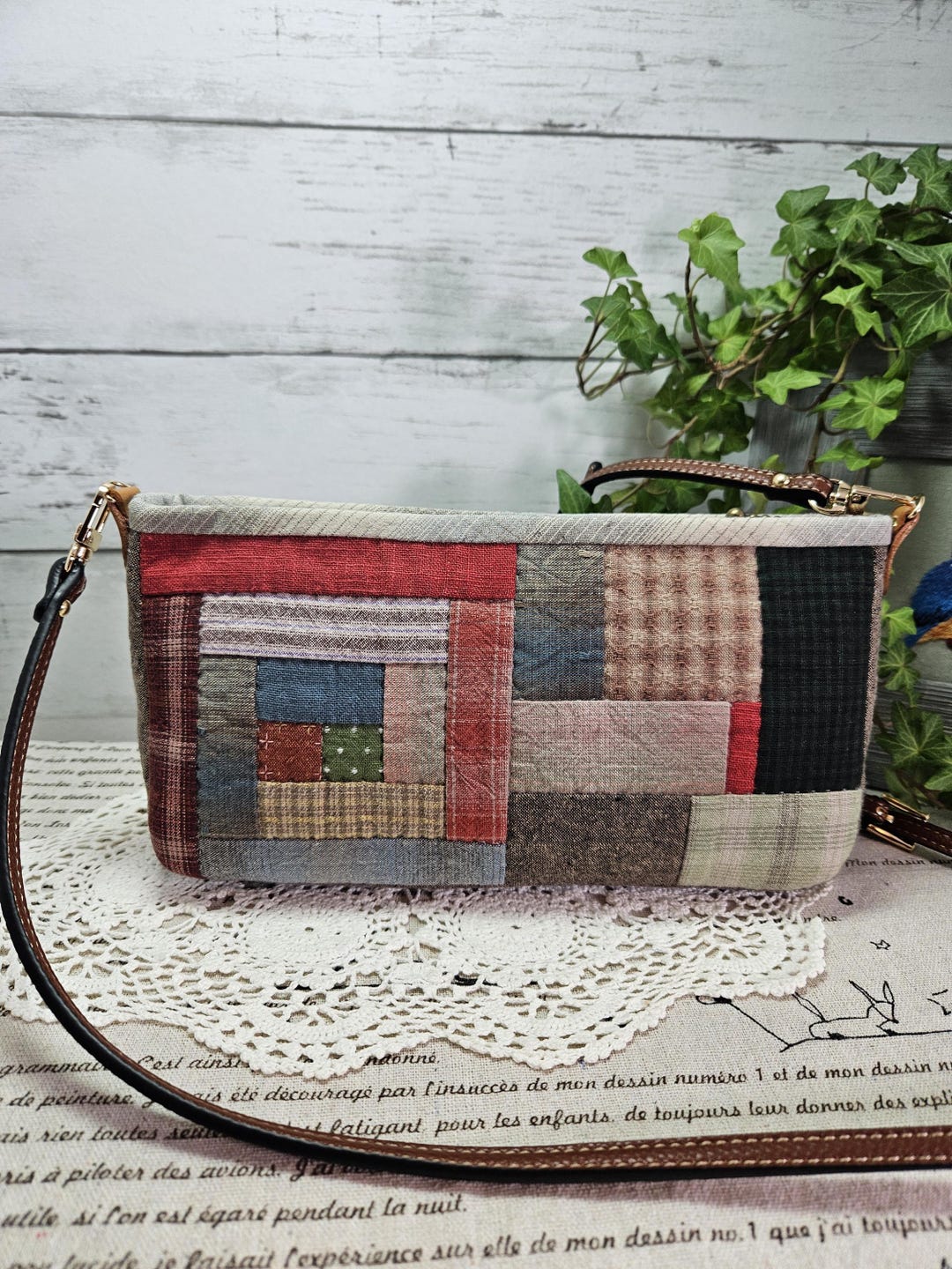 Handmade Linen Bag,patchwork Quilted Bag, Hand Appliqued Quilt Bag,hand Stitched, Hand Quilted ...