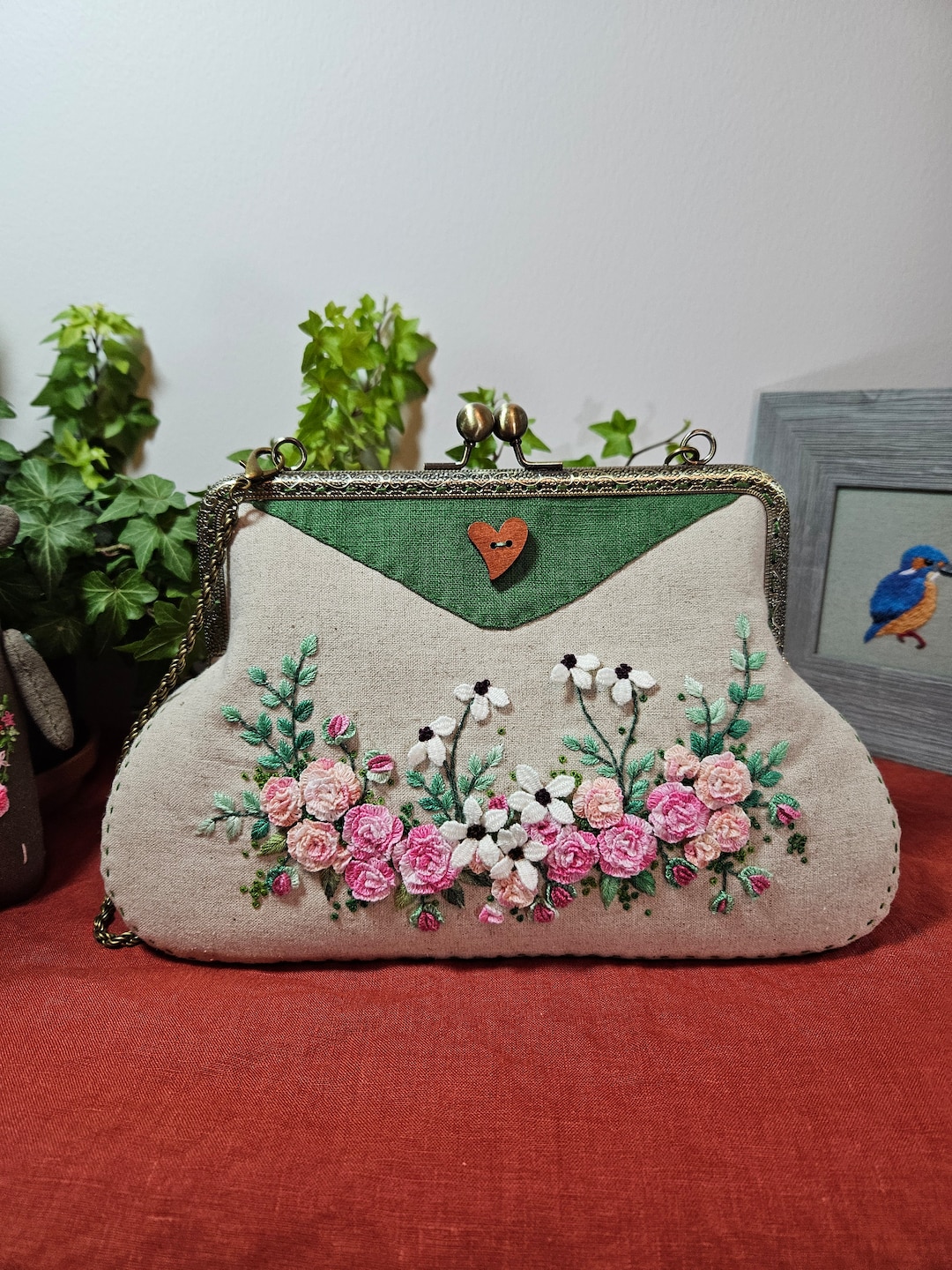 Hand Embroidered Bag,flower Embroidery Bag,handmade Shoulder Bag,flower ...