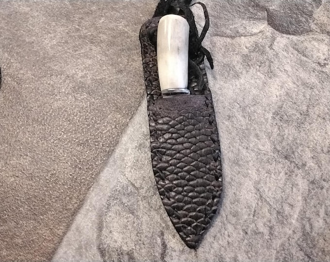 Buckhorn Handle Mini Knife With A Beaver Tail Leather Sheath Handmade ...