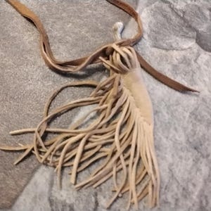 Buckhorn Handle Mini Knife With Buckskin Leather Shealth Tradional Neck ...