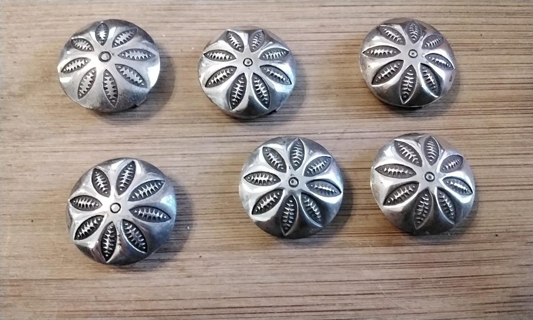 Vintage Silver Button Covers Southwestern Native American Style for 2 ...