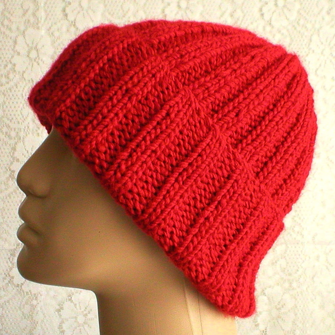 Red Watch Cap Red Mariners Cap Red Brimmed Beanie Hat Scarlet Red ...