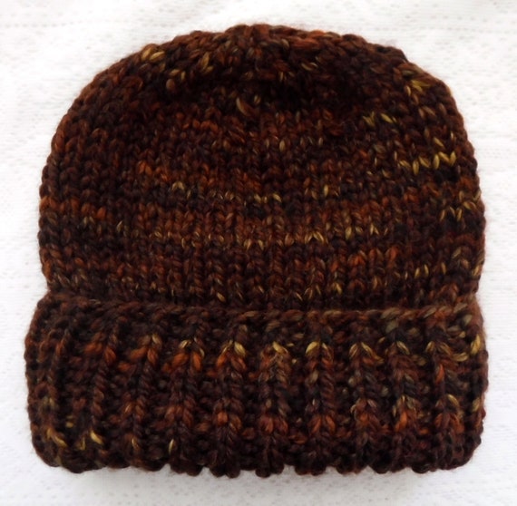 Brown Rust Camel Tweed Watch Cap Brown Brimmed Beanie Hat | Etsy