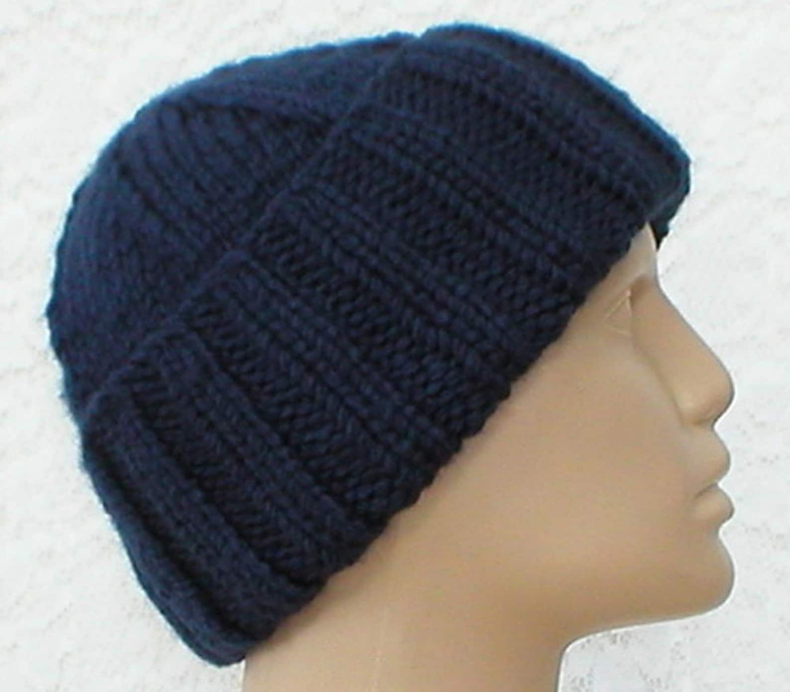 Navy Blue Watch Cap - Navy Brimmed Beanie -unisex Blue Hat - Navy Blue ...
