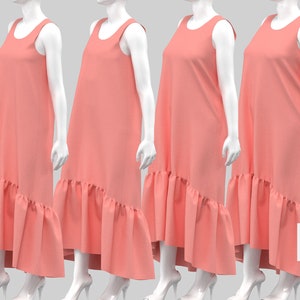 Sleeveless Buffet Dress Sewing Pattern, Angel's Trumpet Dress, Summer ...