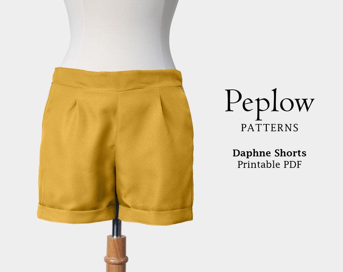 Women's Shorts Printable Sewing Pattern, Pleated Shorts, Cuffed Shorts ...