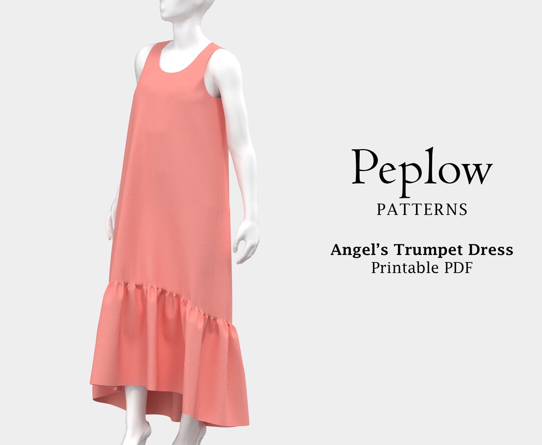 Sleeveless Buffet Dress Sewing Pattern, Angel's Trumpet Dress, Summer ...
