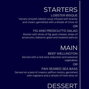 Elegant A5 Menu Template Instant Download for Canva Editing - Etsy