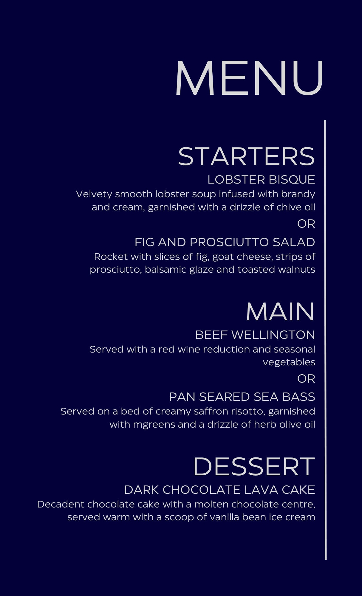 Elegant A5 Menu Template Instant Download for Canva Editing - Etsy