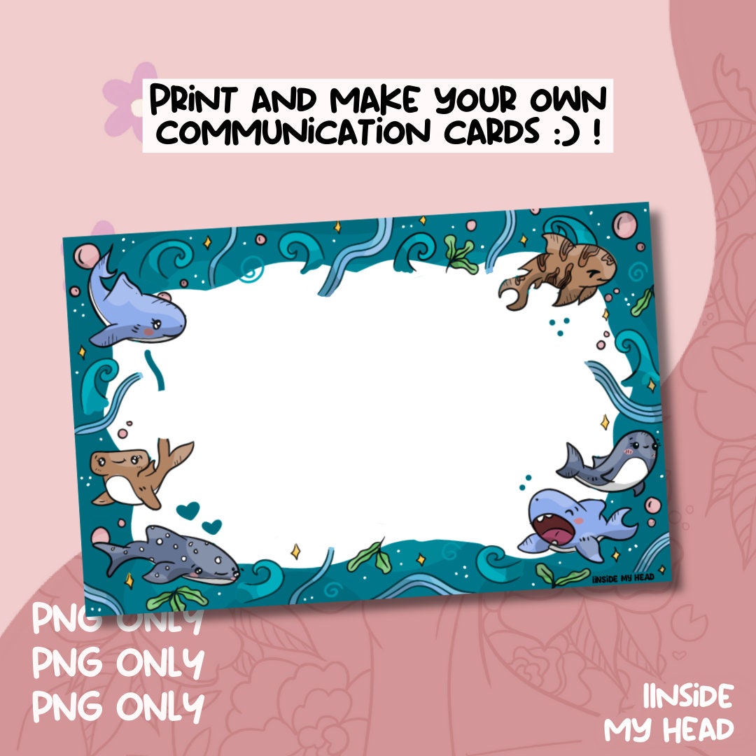 Shark Communication Card Template - Etsy UK