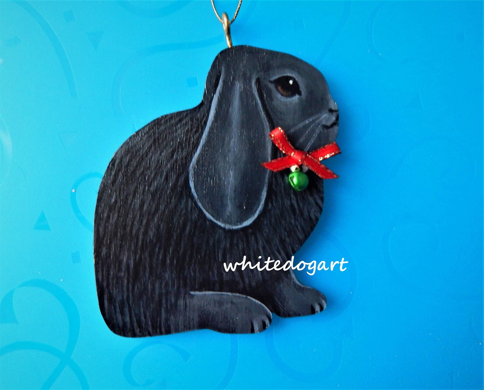 Handpainted Black Lop Eared Rabbit Christmas Ornament | Etsy