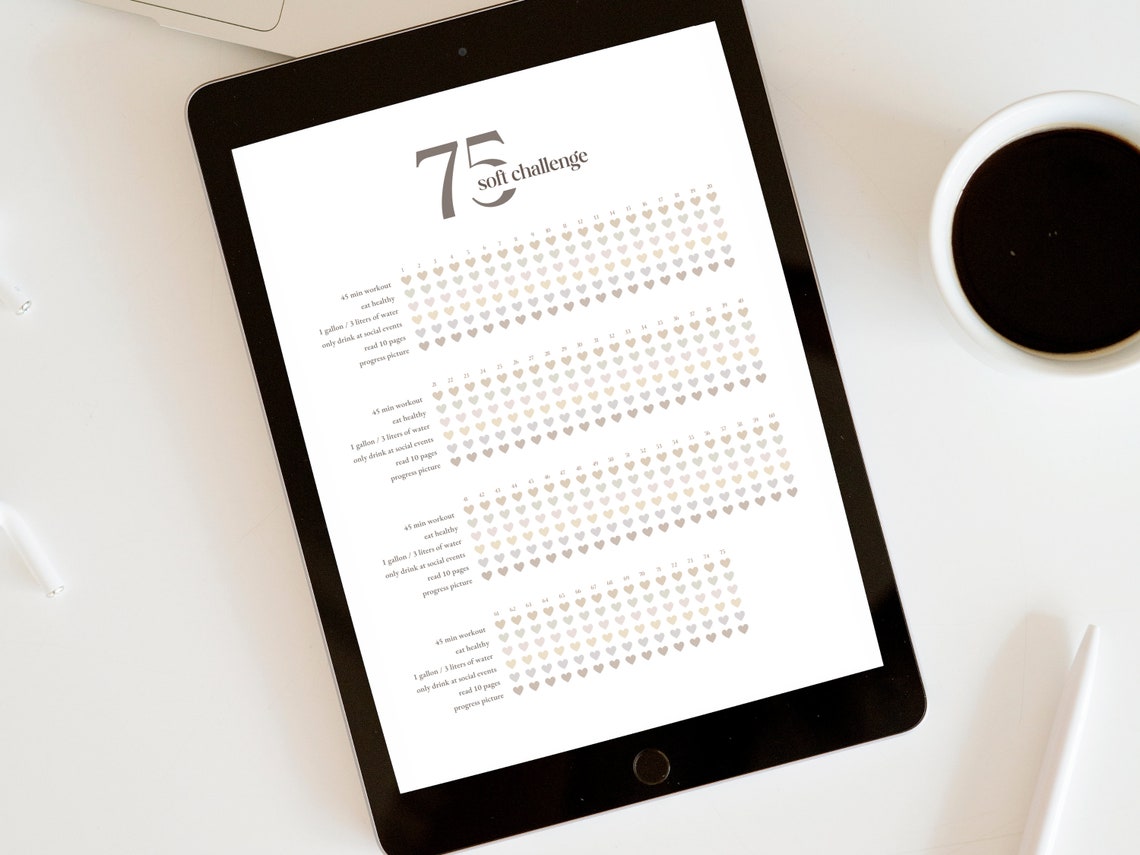 75 Soft Challenge Tracker | Editable Template Canva | Fitness Printable ...