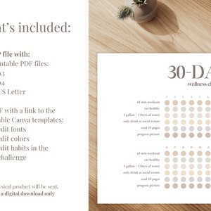 30 Day Challenge Tracker | Editable Template Canva | Fitness Printable ...