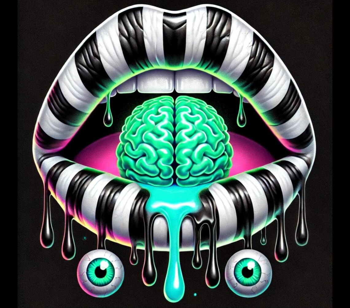 Black and White Brain Lips 20oz Tumbler Wrap Sublimation PNG Happy ...