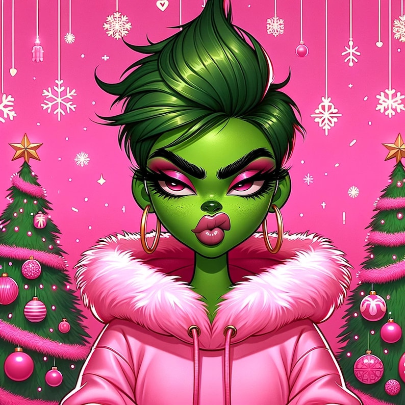 Super Cute Christmas Bougie Grinch Christmas Girl Grinch Baddie Pixie ...