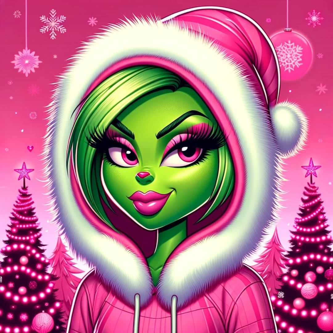 Super Cute Christmas Bougie Grinch Christmas Girl Grinch Baddie Pixie ...