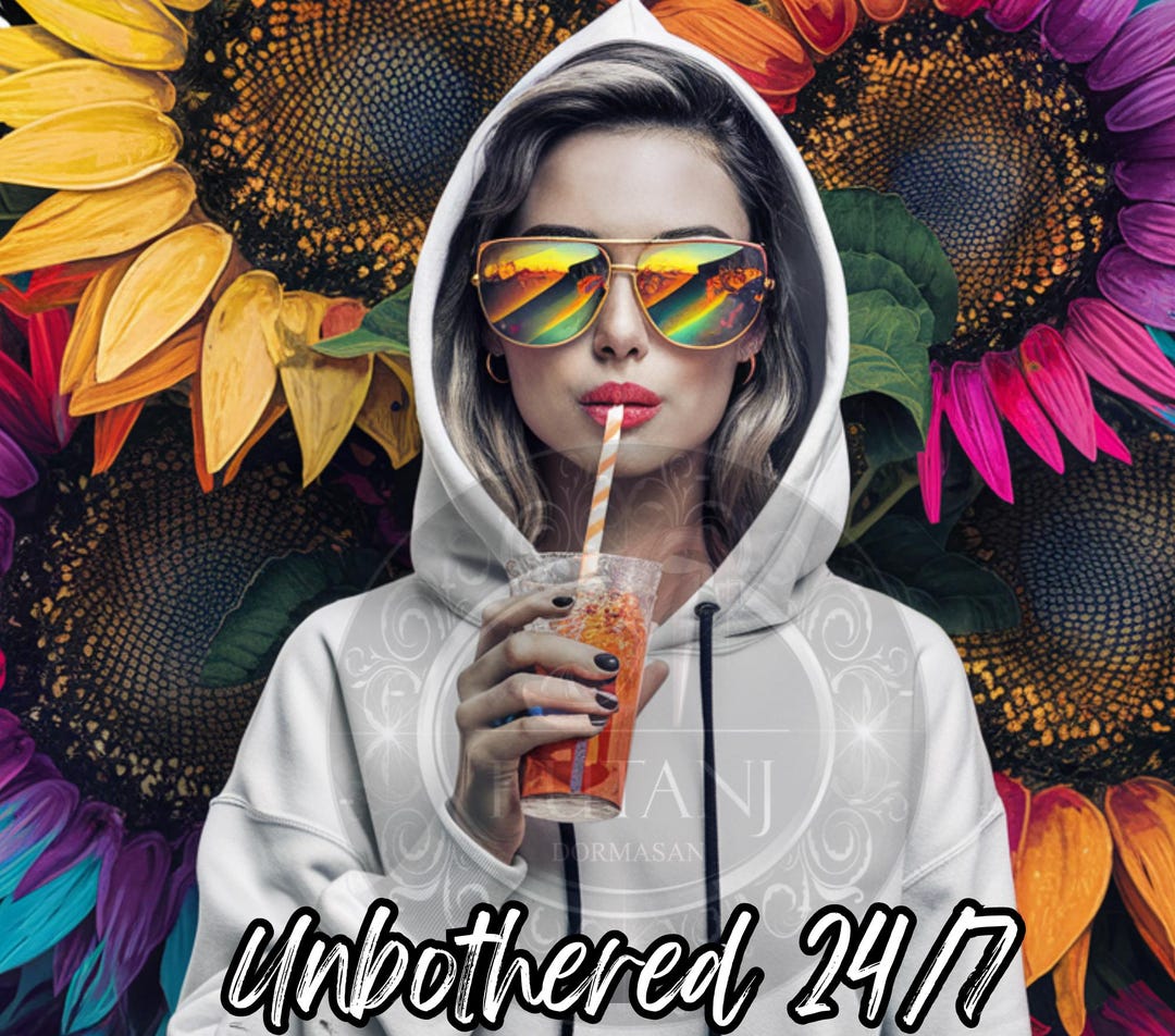 Unbothered 24 7 White PNG Sublimation 20oz Skinny Tumbler Primary ...