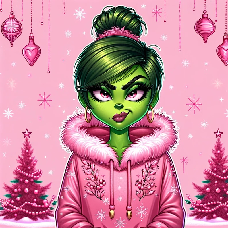 Super Cute Christmas Bougie Grinch Christmas Girl Grinch Baddie Pixie ...
