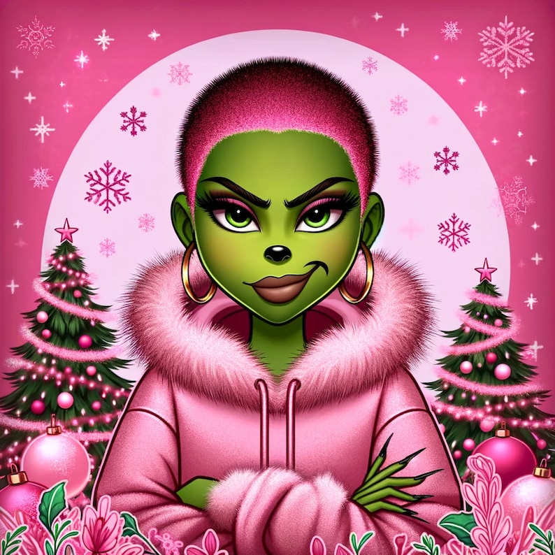 Super Cute Christmas Bougie Grinch Christmas Girl Grinch Baddie Pixie ...