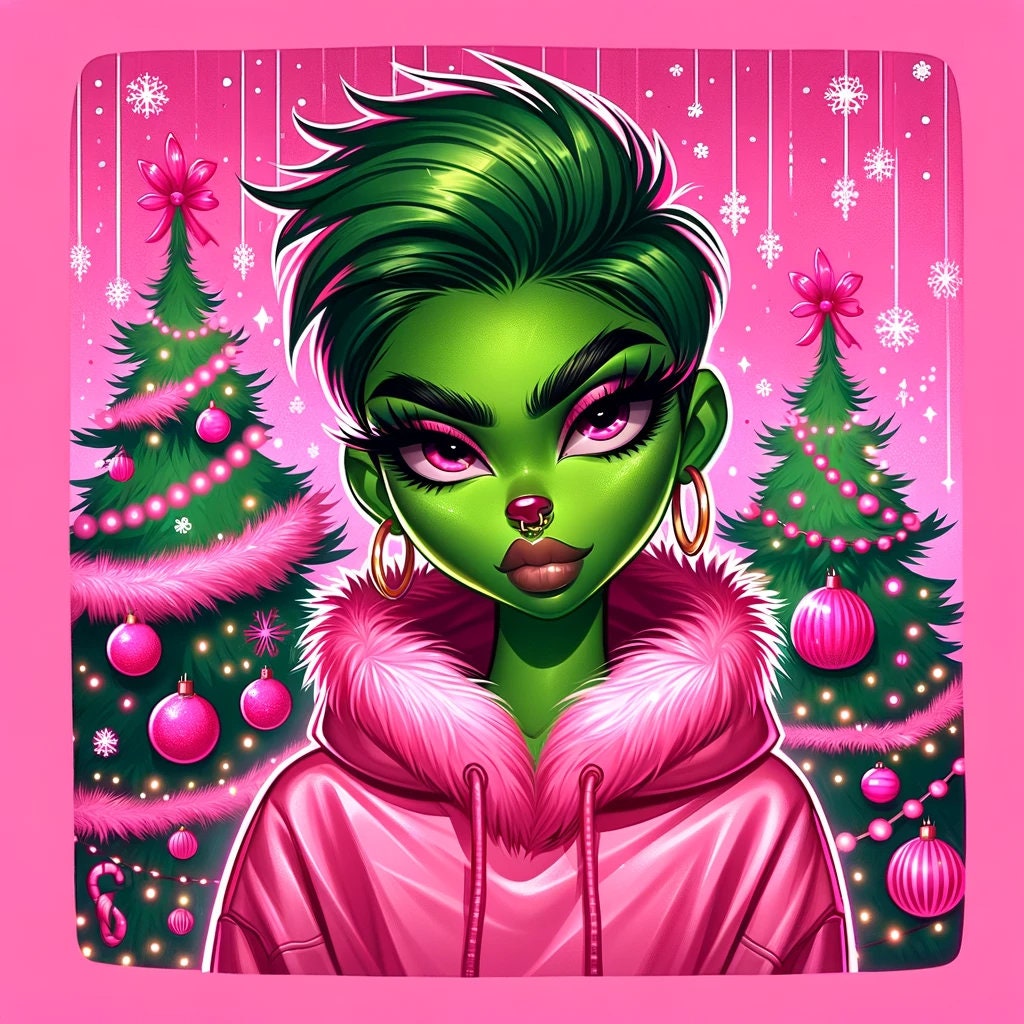 Super Cute Christmas Bougie Grinch Christmas Girl Grinch Baddie Pixie ...