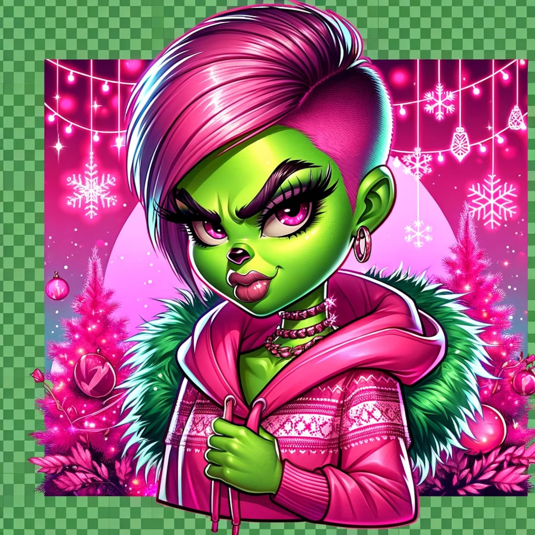 Super Cute Christmas Bougie Grinch Christmas Girl Grinch Baddie Pixie ...