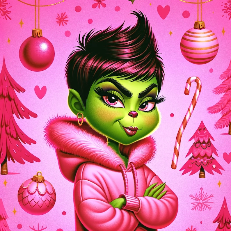 Super Cute Christmas Bougie Grinch Christmas Girl Grinch Baddie Pixie ...