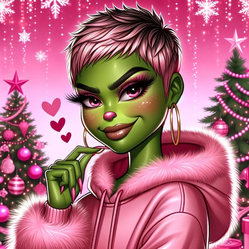 Super Cute Christmas Bougie Grinch Christmas Girl Grinch Baddie Pixie ...