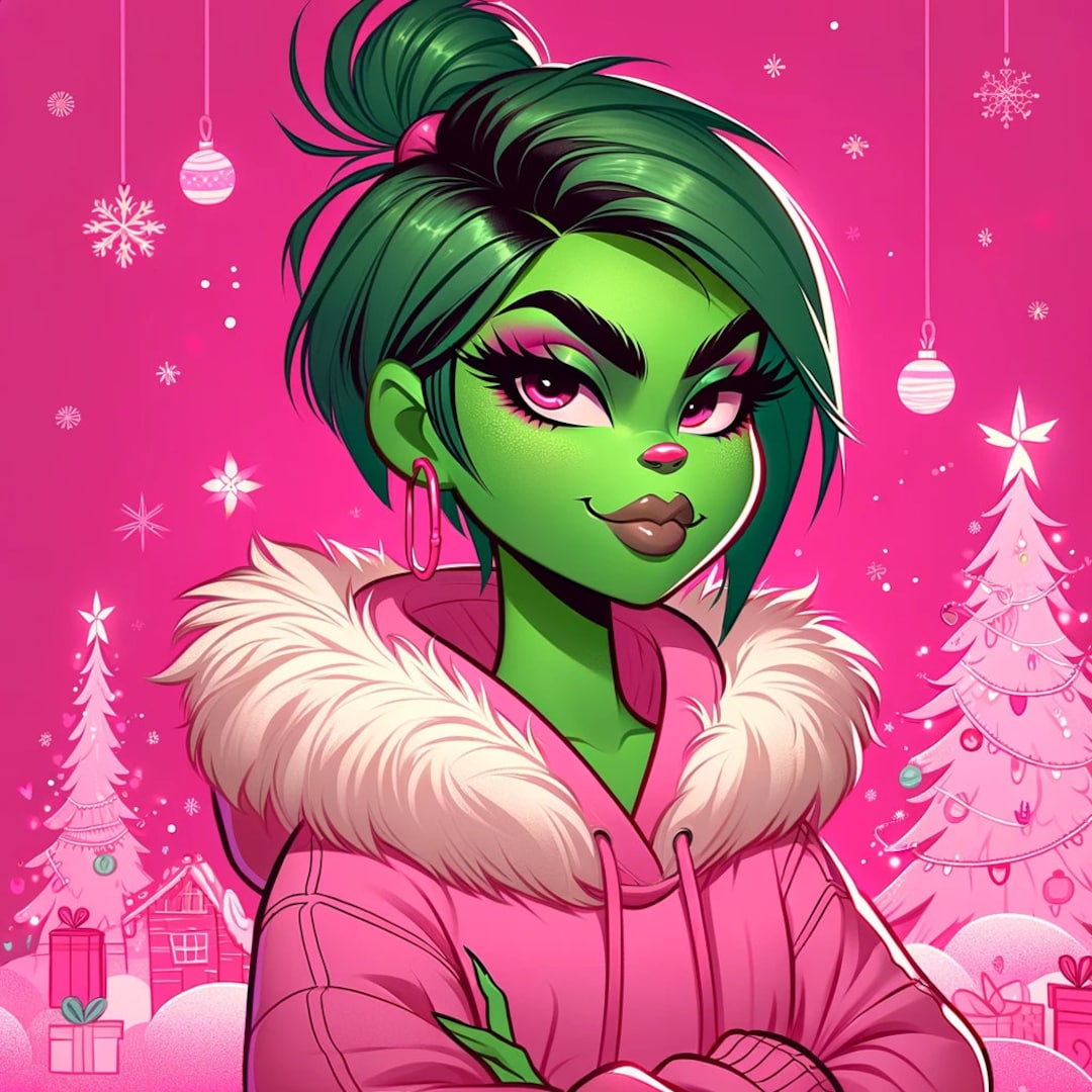 Super Cute Christmas Bougie Grinch Christmas Girl Grinch Baddie Pixie ...