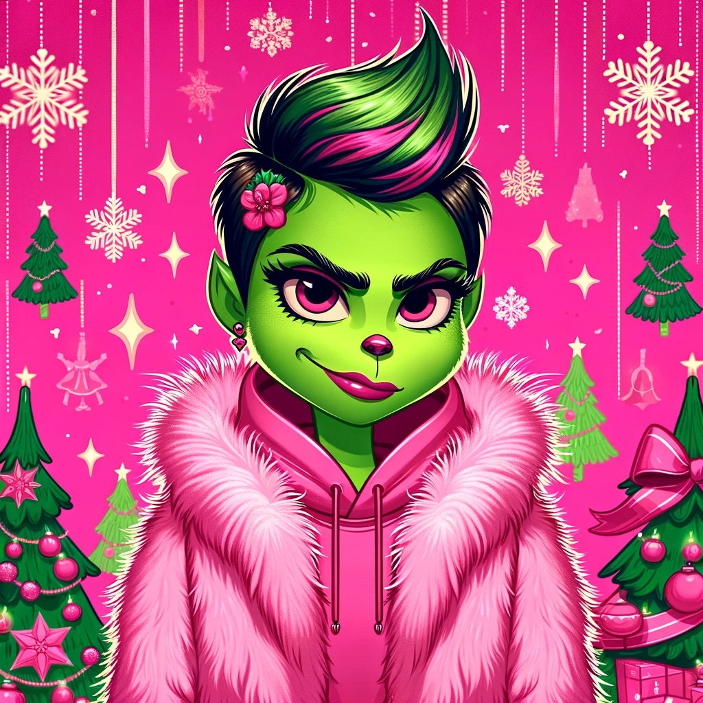 Super Cute Christmas Bougie Grinch Christmas Girl Grinch Baddie Pixie ...