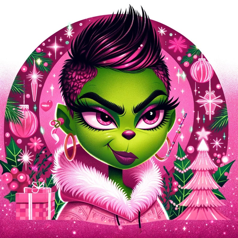 Super Cute Christmas Bougie Grinch Christmas Girl Grinch Baddie Pixie ...
