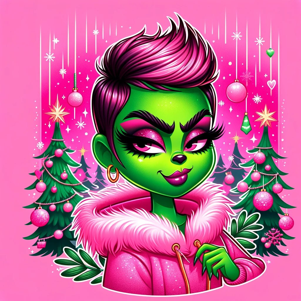 Super Cute Christmas Bougie Grinch Christmas Girl Grinch Baddie Pixie ...