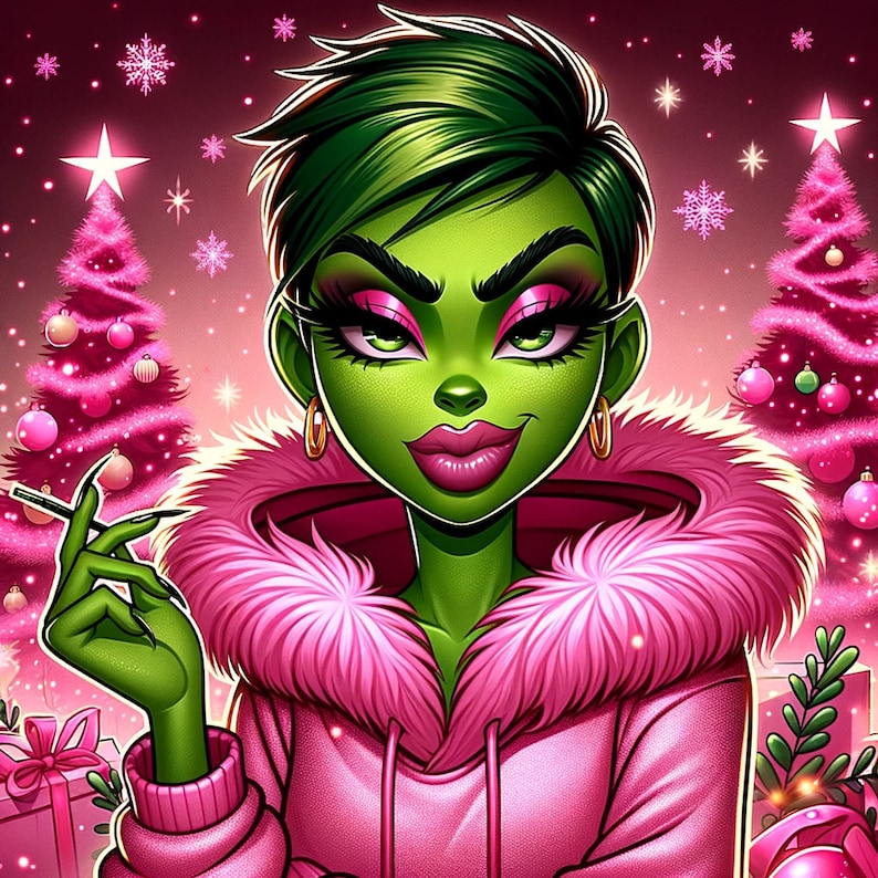 Super Cute Christmas Bougie Grinch Christmas Girl Grinch Baddie Pixie ...