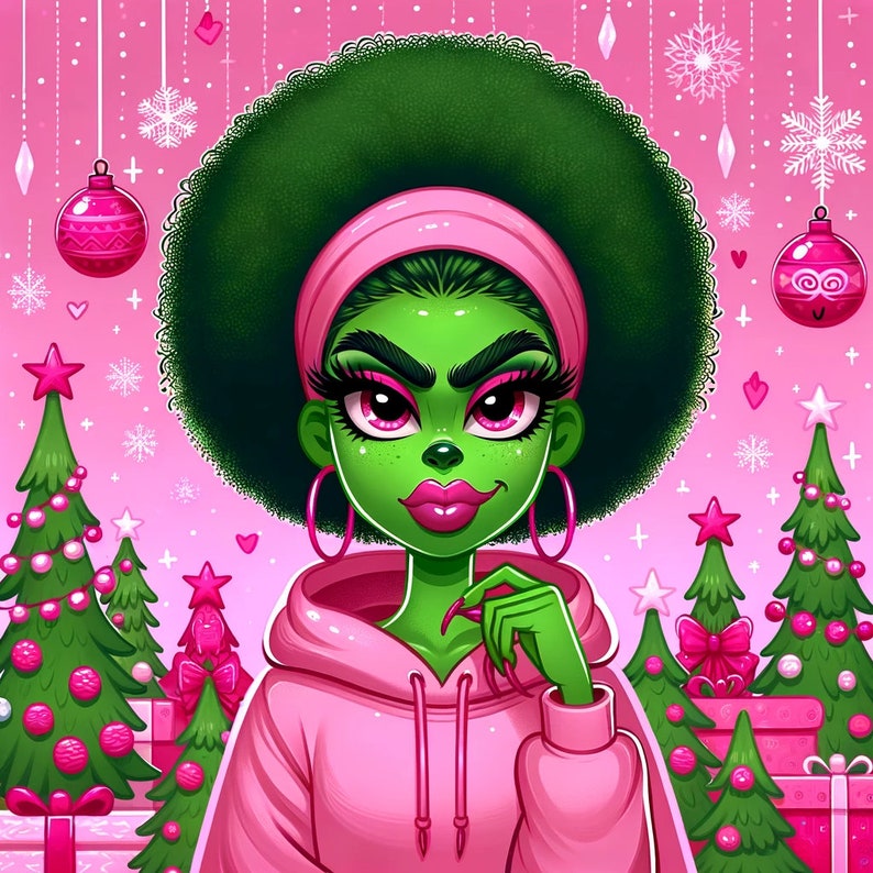 Super Cute Christmas Bougie Grinch Christmas Girl Grinch Baddie Pixie ...