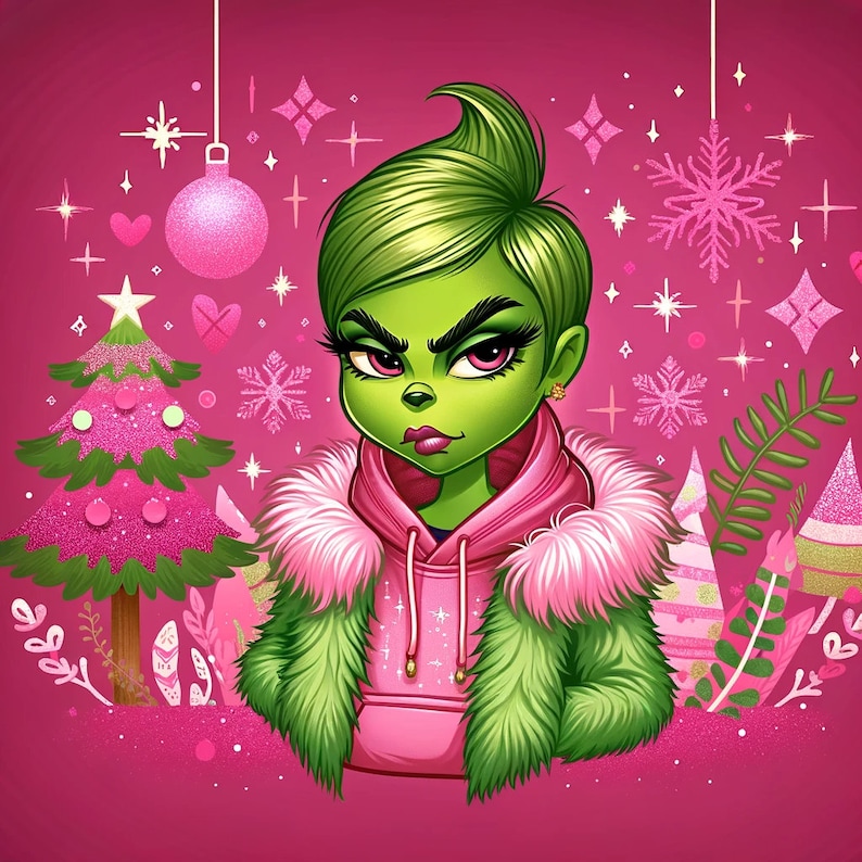 Super Cute Christmas Bougie Grinch Christmas Girl Grinch Baddie Pixie ...