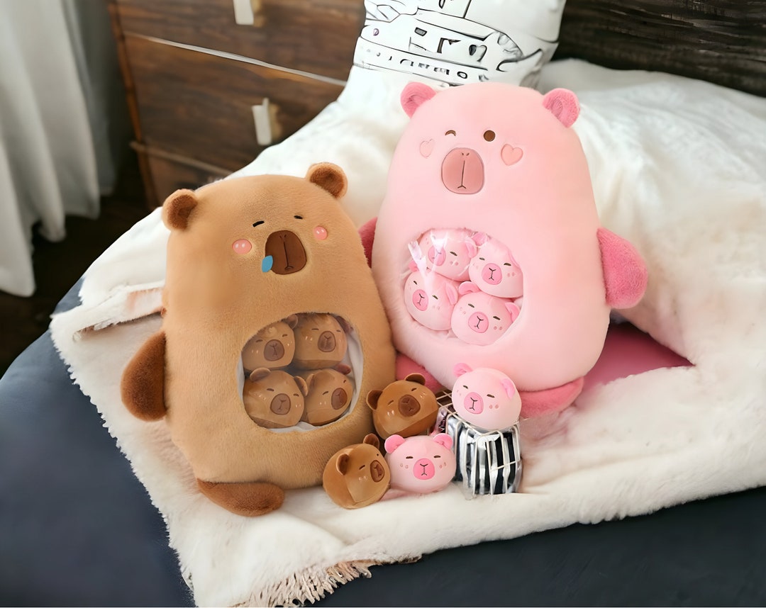 Peluche de carpincho con 6 carpinchos bebé en el interior / lindo juego ...