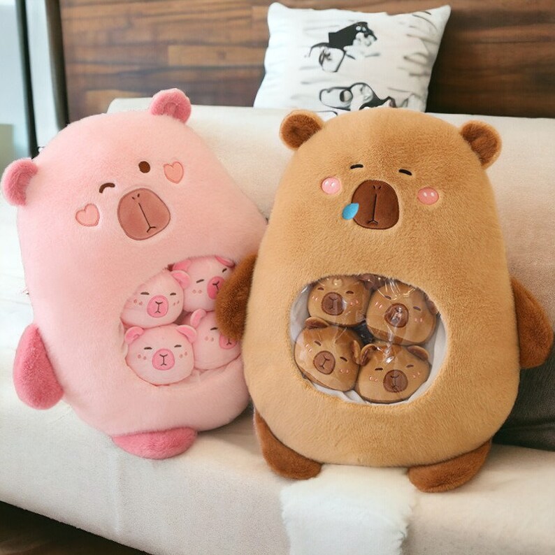 Peluche de carpincho con 6 carpinchos bebé en el interior / lindo juego ...
