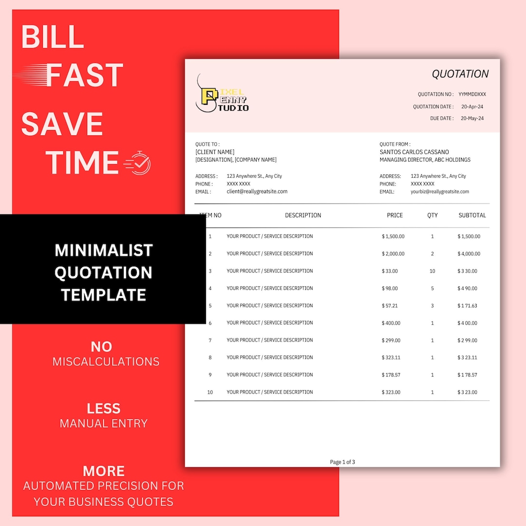 Professional Quotation Template, Easy-to-edit Business Finance Tool ...