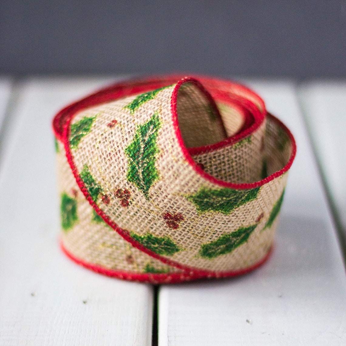 Natural Hessian Holly Ribbon 63mm 2m - Etsy Hong Kong