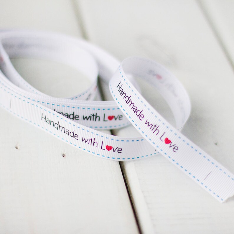 Made With Love Ribbons White 2.5m - 15mm Wide - Etsy UK