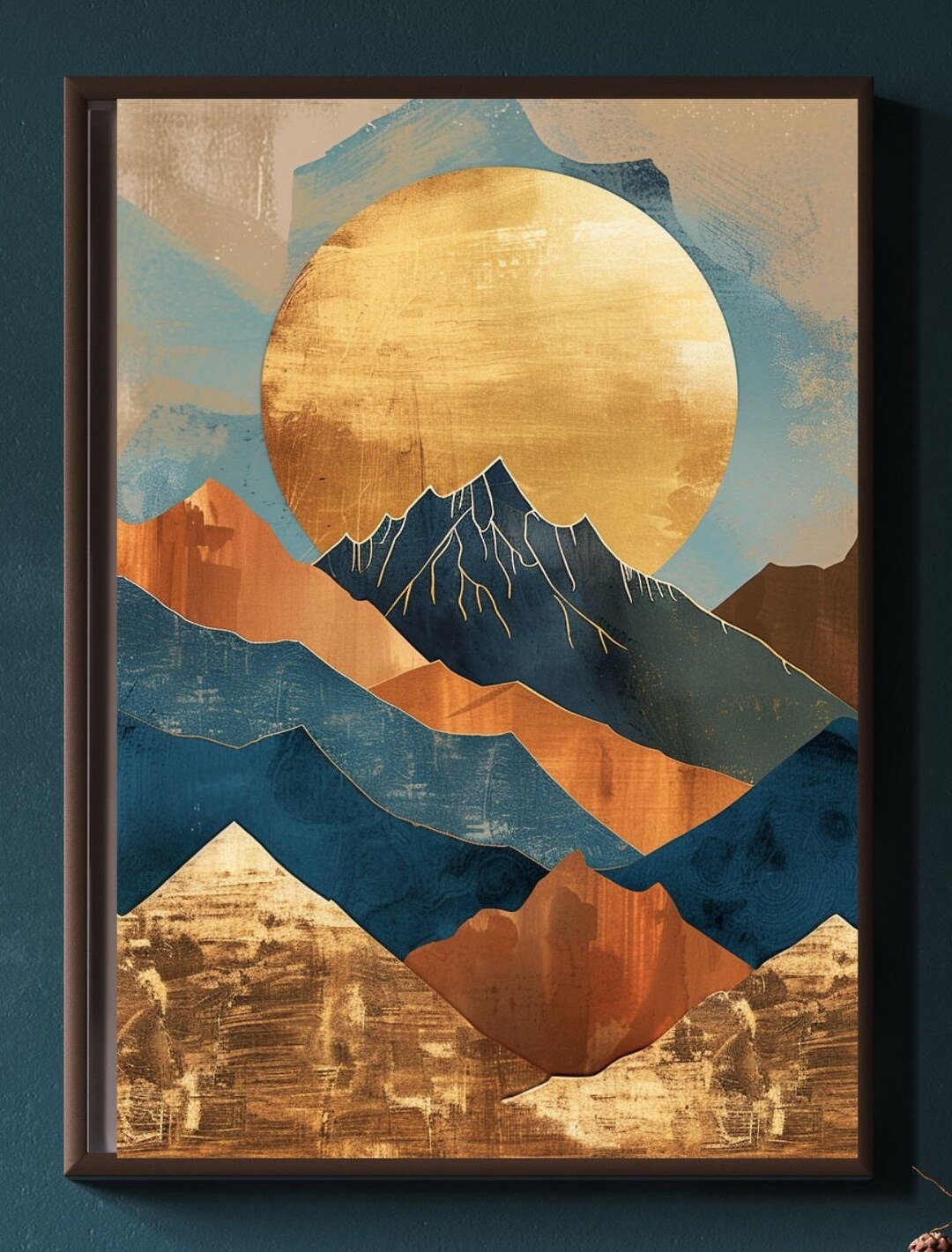 Large Digital SET OF 4 Prints of Art Deco Style Mountains With the Sun ...