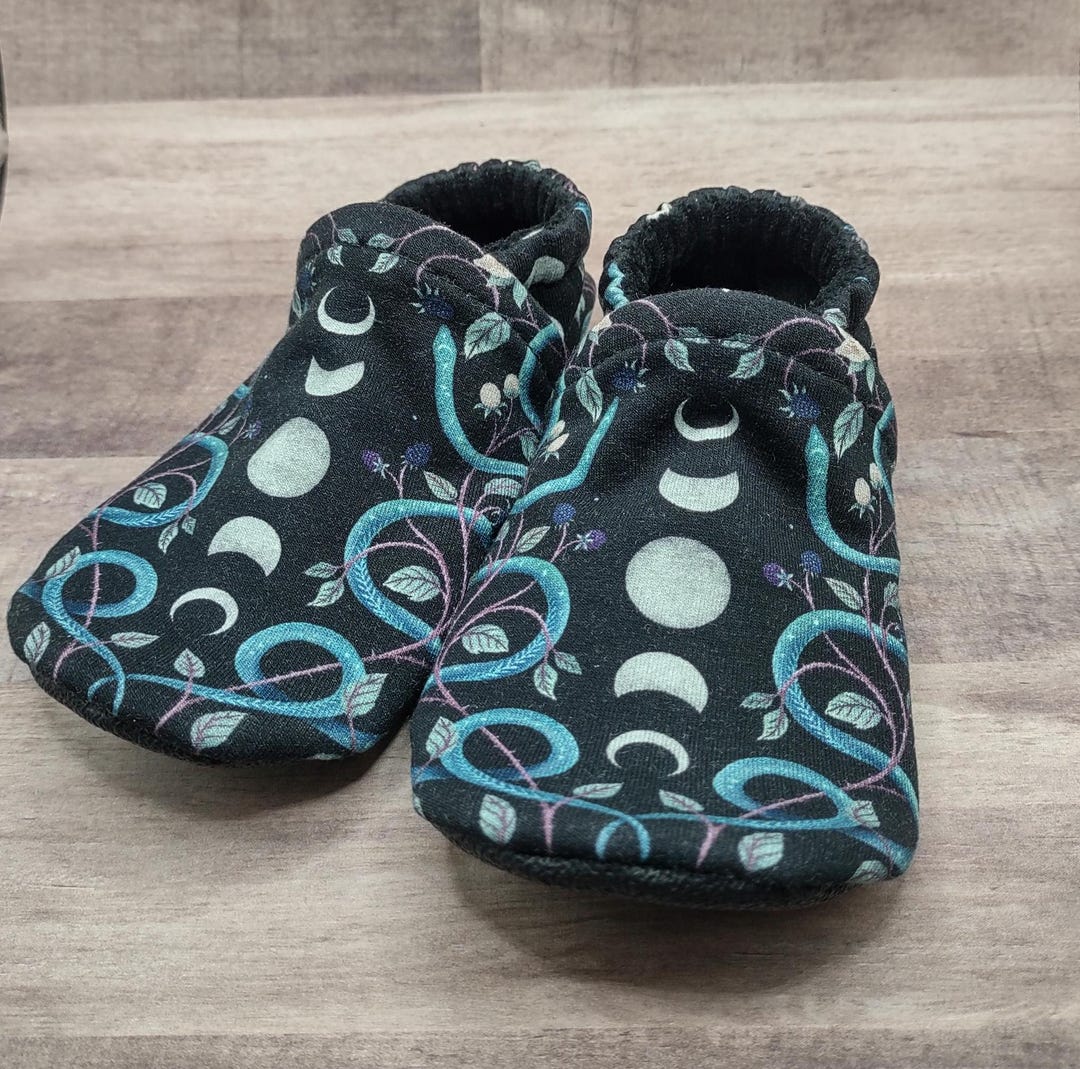Moon Phases : Handmade Soft Sole Shoes Cotton Knit Fabric Non-slip ...
