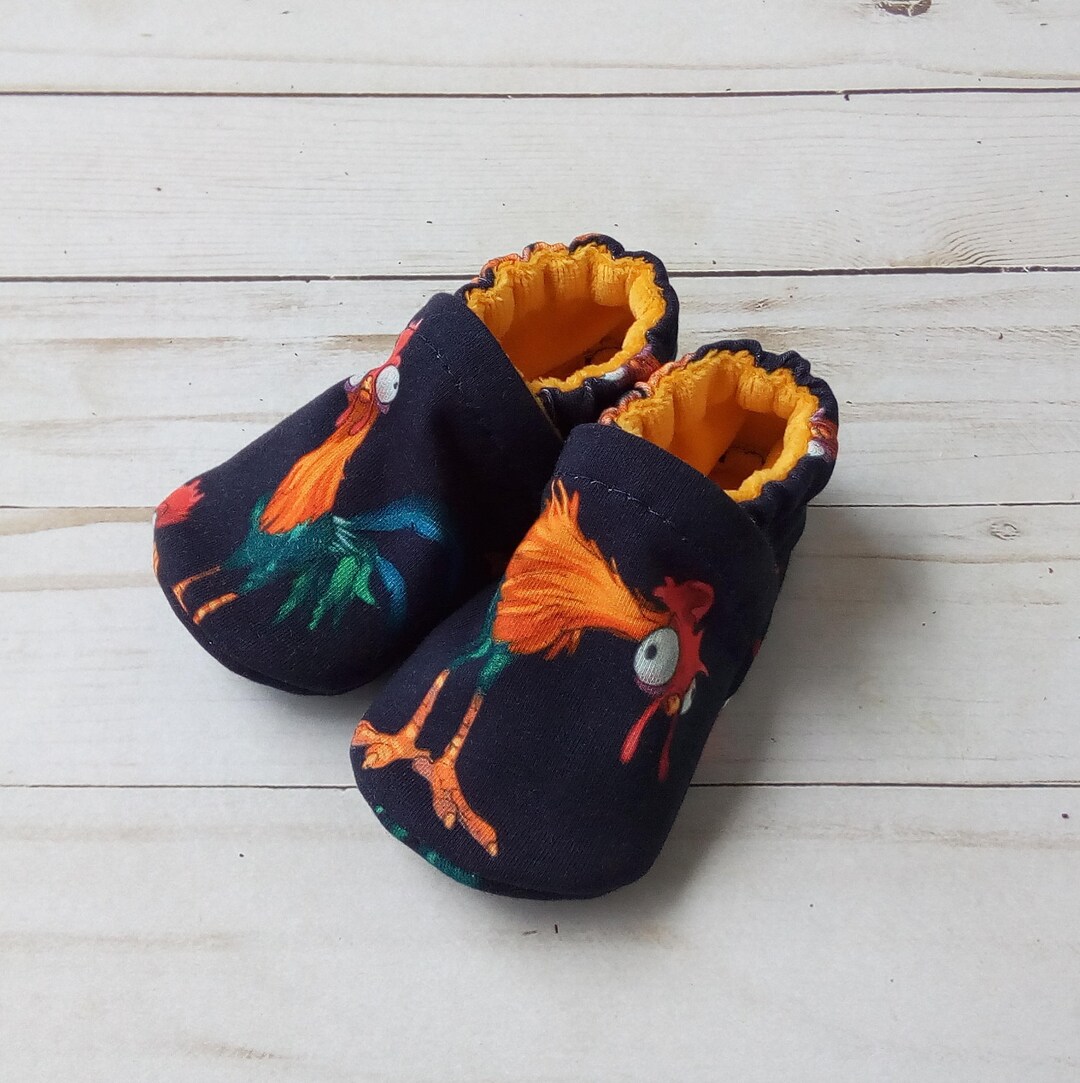 Hei Hei Rooster : Handmade Soft Sole Shoes Cotton Knit Fabric Non-slip ...