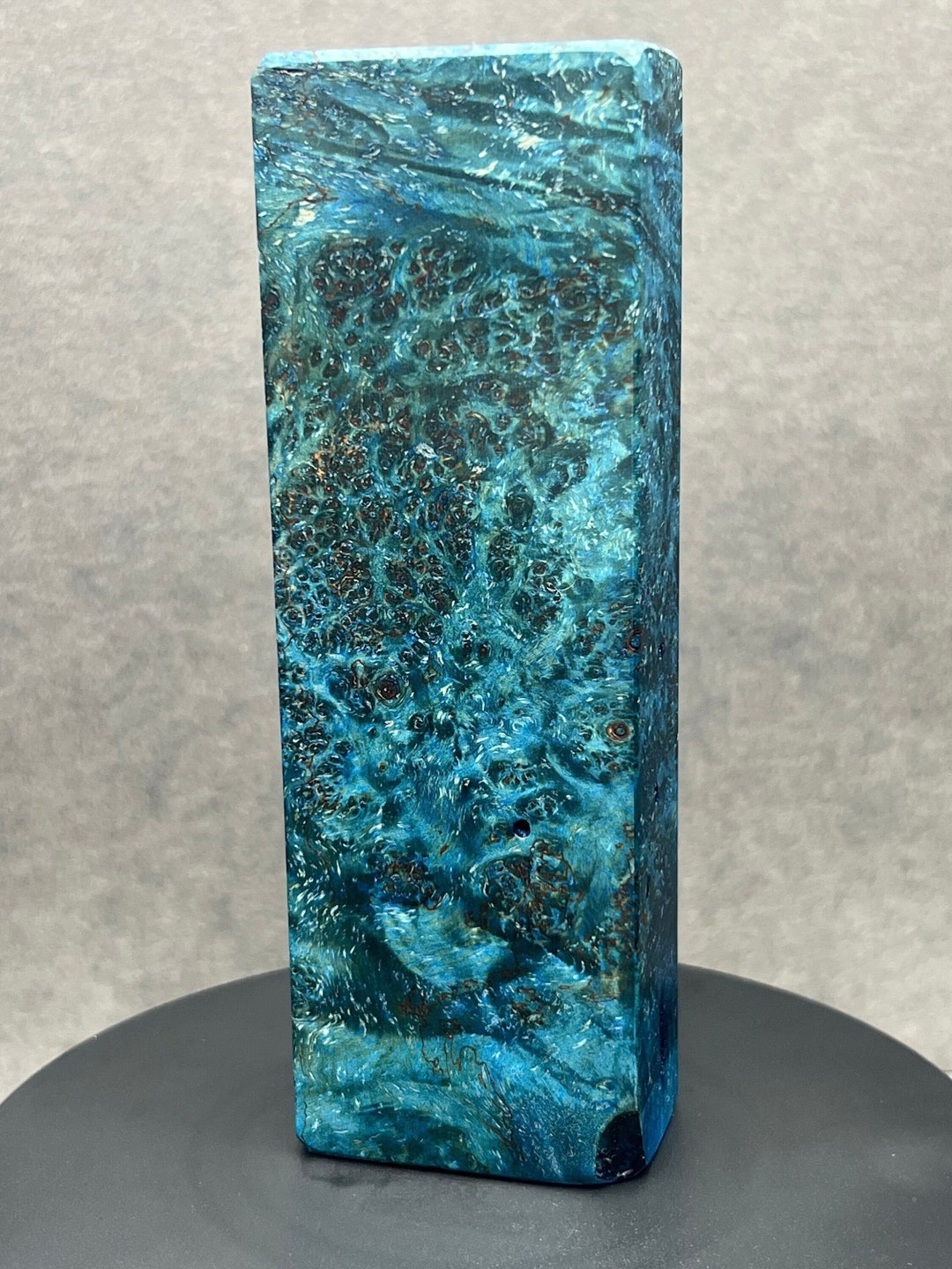 Blue Stabilised Maple Burl Wood Knife Material Block Scales Blank ...