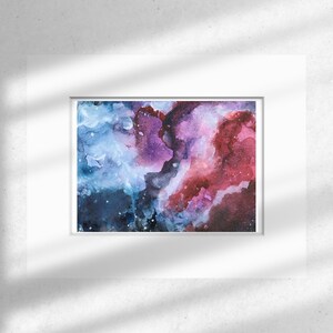 Galactic Nebula, Cosmic Dance Watercolor Art Print, Original Watercolor ...