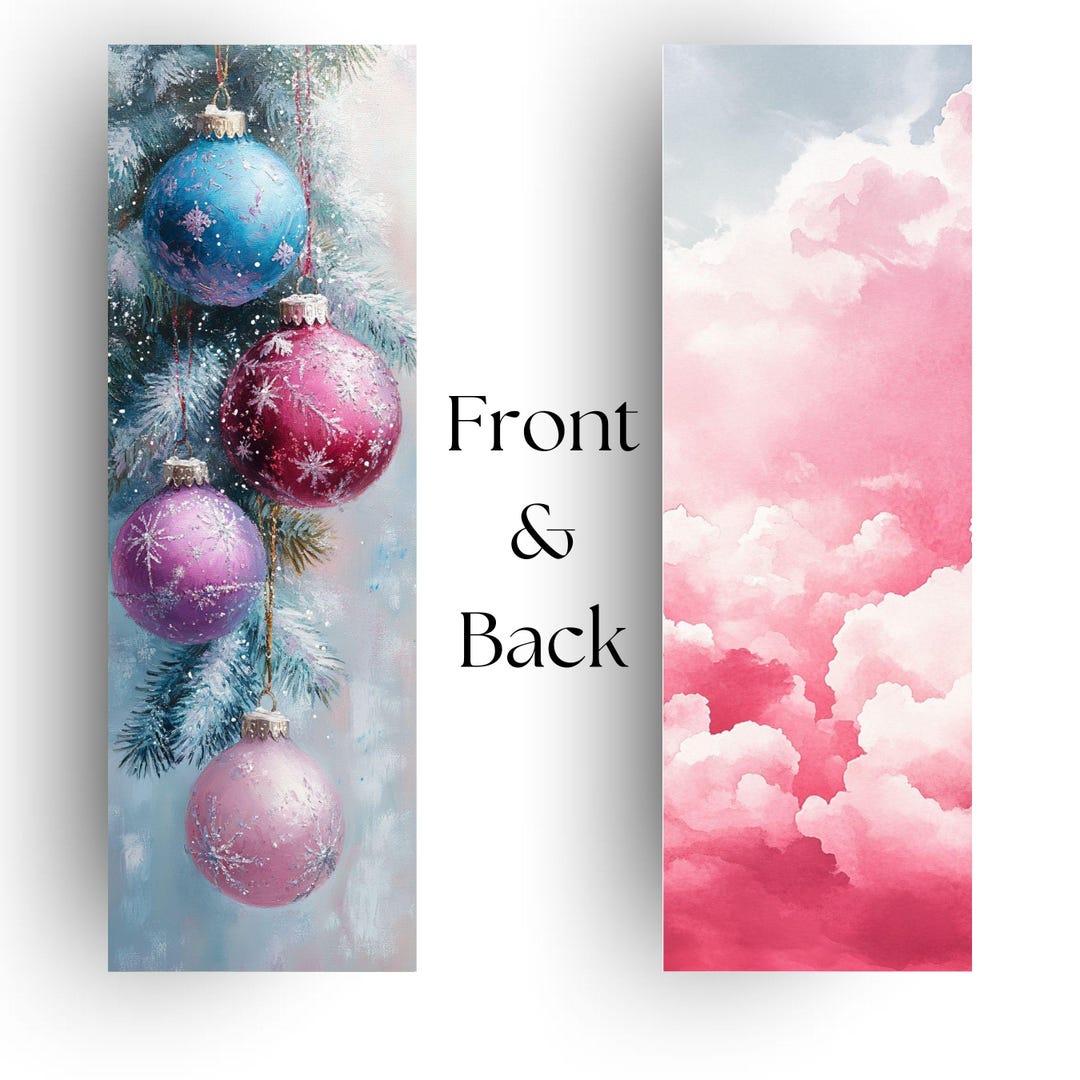 Pastel Ornaments Bookmark, Winter Holiday Bookmark, Christmas Tree ...